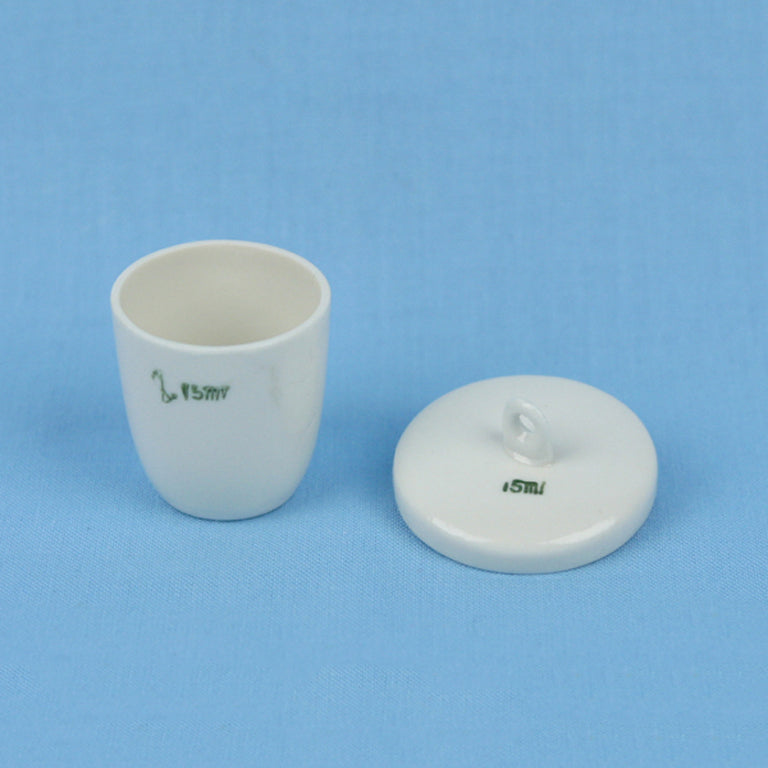 15 mL Porcelain Crucible with Lid | Avogadro's Lab Supply